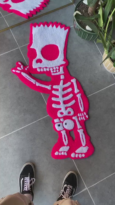 Bart S. Pink Skeleton Double Layered Fluffy Tufted Rug